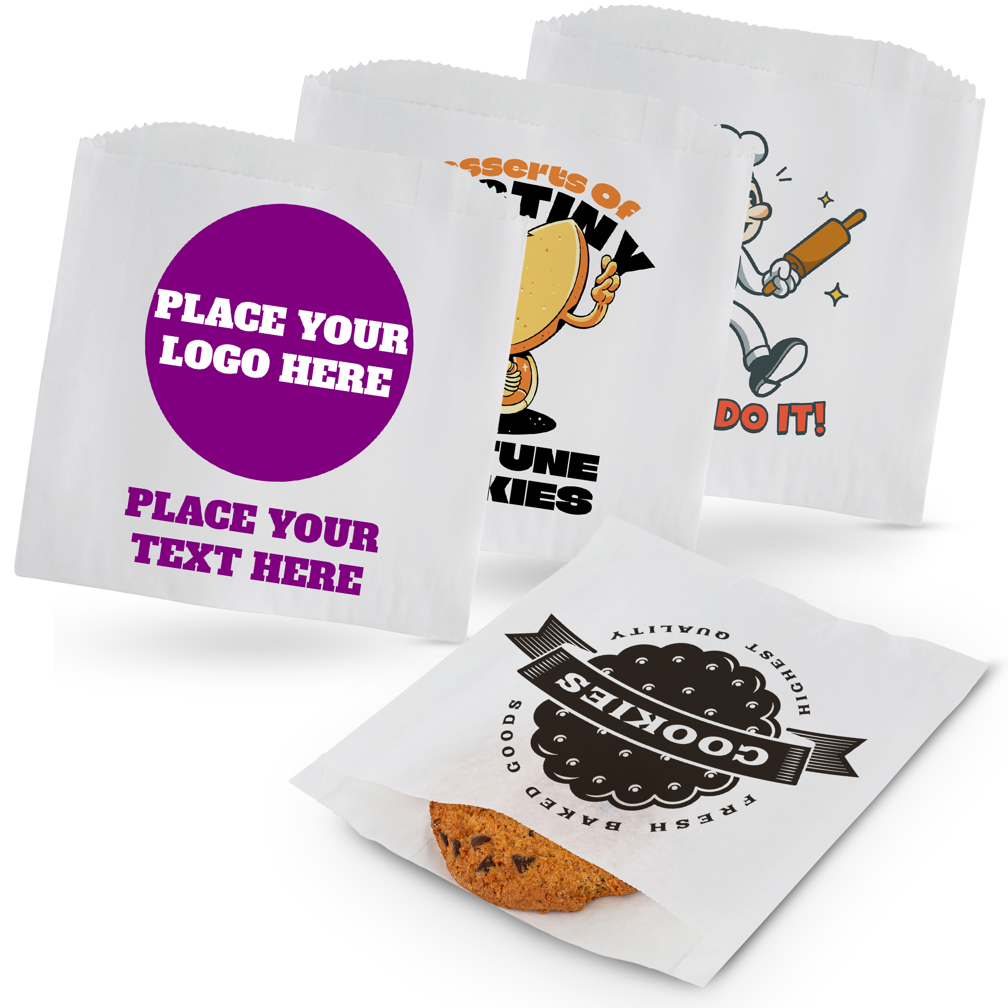 MT Products Custom Printed Small White Paper Bags 6