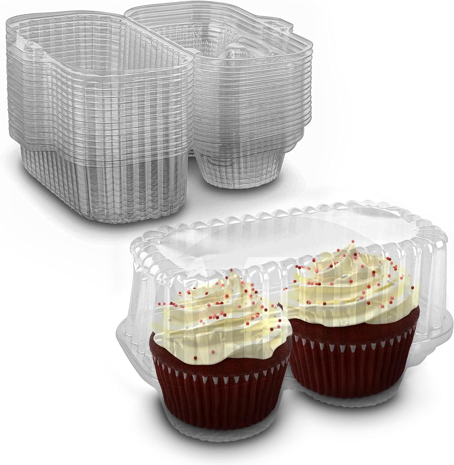 MT Products Cupcake and Muffin Takeout Container - Plastic Double ...