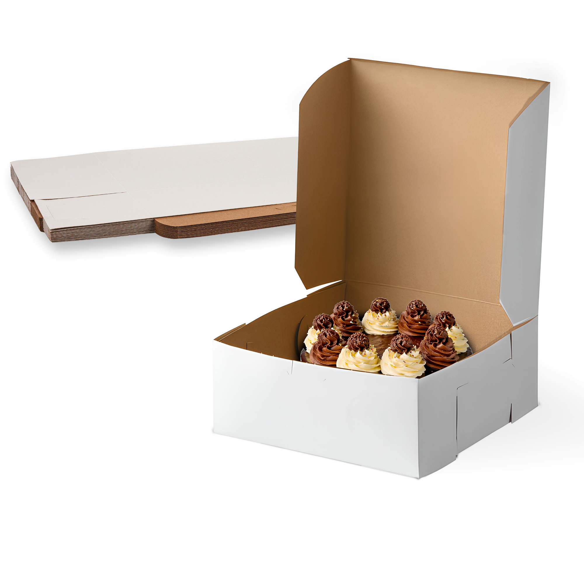 MT Products White Bakery Boxes - Extra Deep Folding Paperboard Cake Box ...